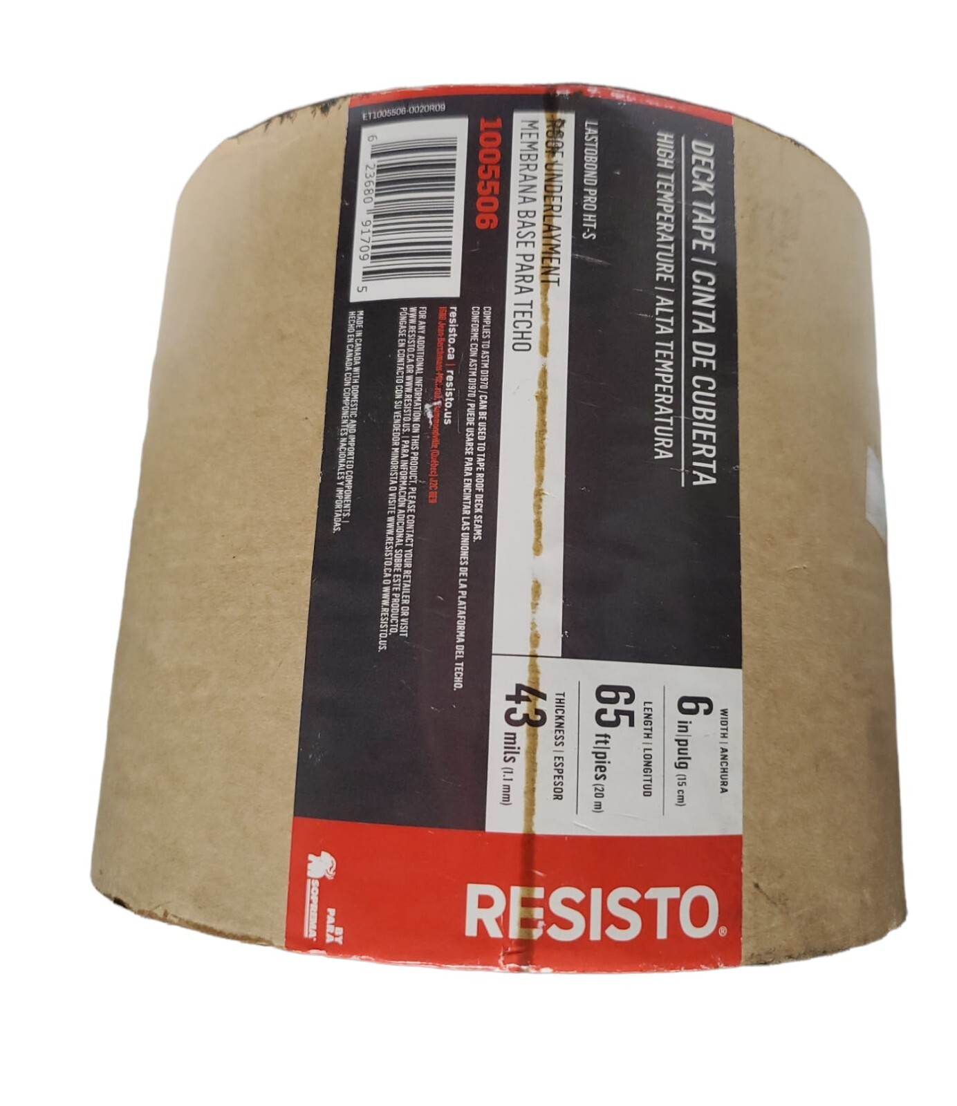 RESISTO 1005506 DECK TAPE HIGH TEMP ROOF UNDERLAYMENT 6" W FT LENGTH 43 ...