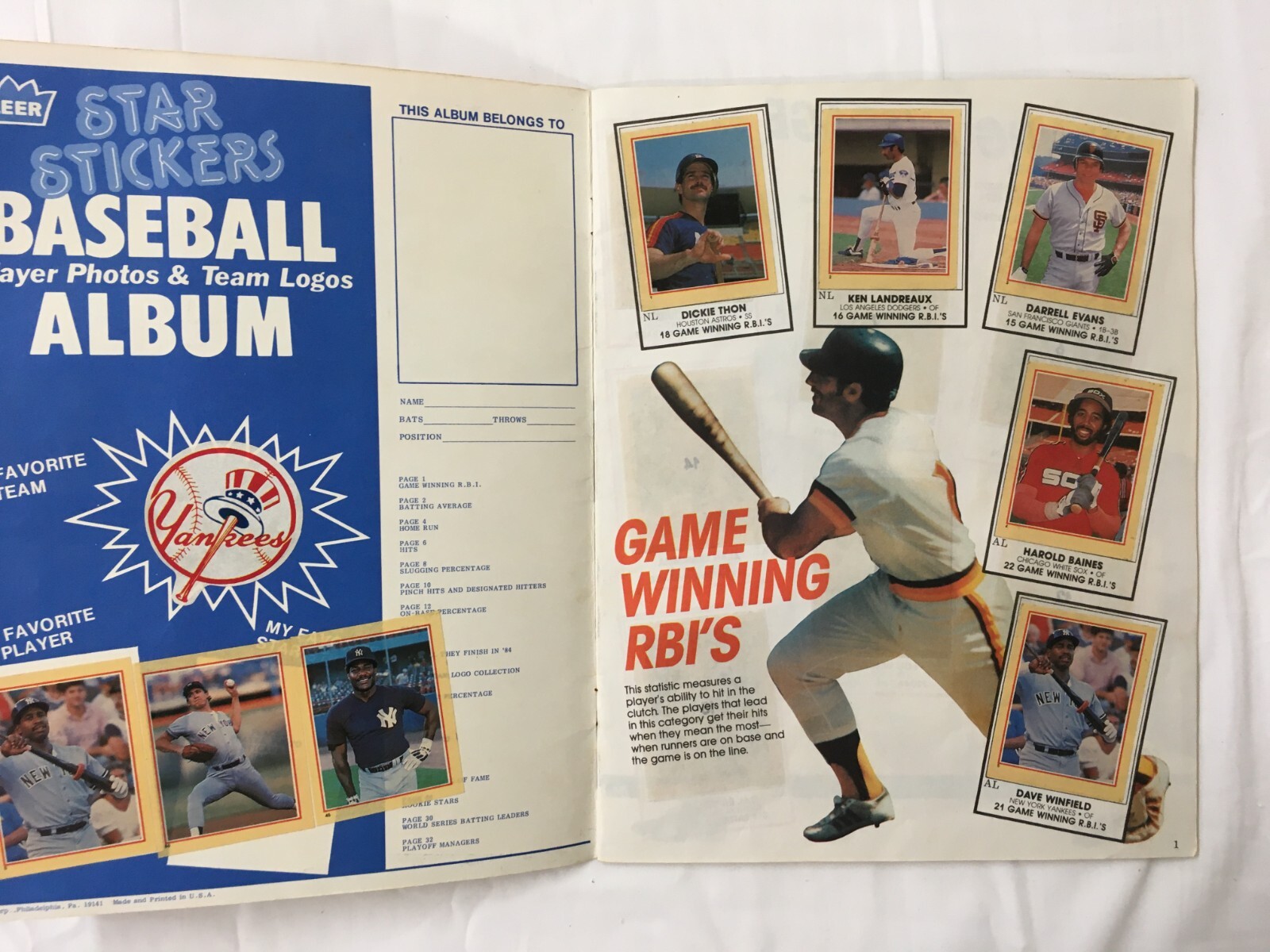 1984 Fleer Star Stickers Baseball Album 32 Pages - 95% Complete | eBay