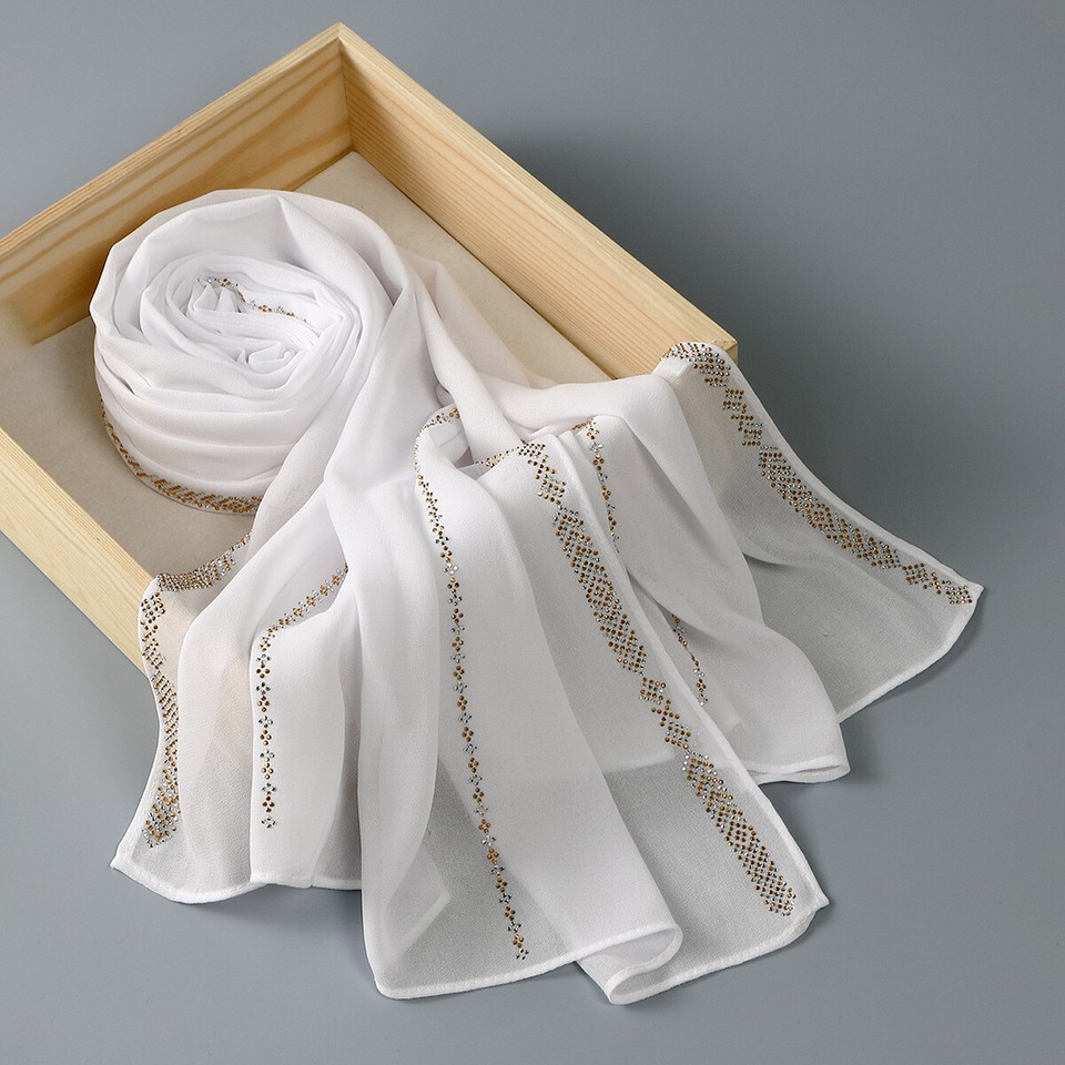 Women Chiffon Long Scarf Hijab Wrap Shawl Muslim Headscarf Islamic ...