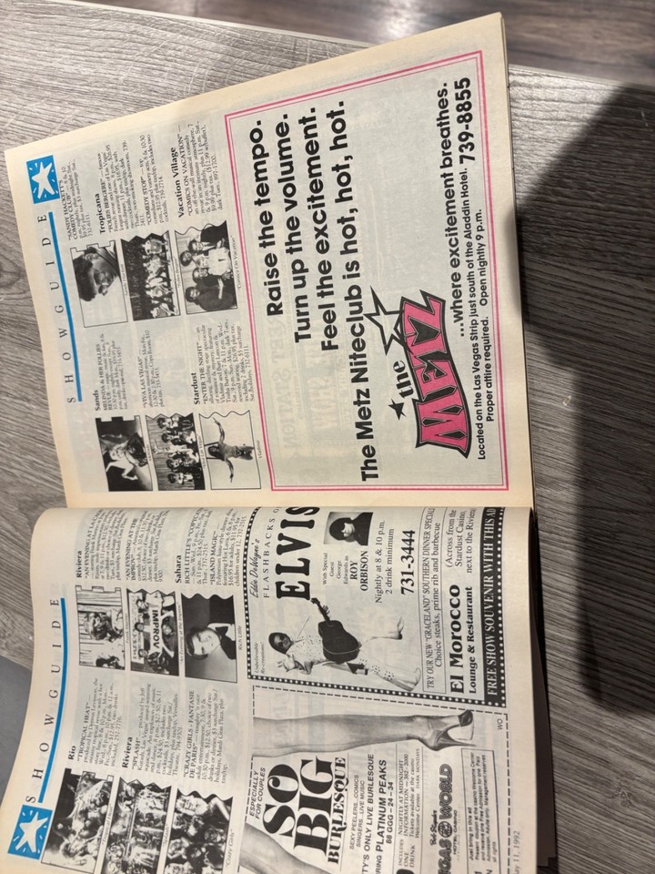 Vintage What's On Las Vegas Visitors Guide 1992 Magazine Mario & Daniel ...