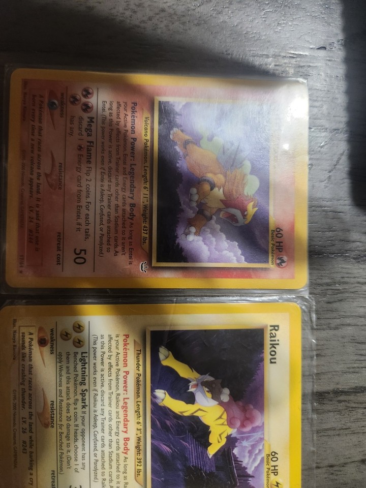 Entei And Raikou Legendary Pokémon Cards In Perfect Condition Kept In ...