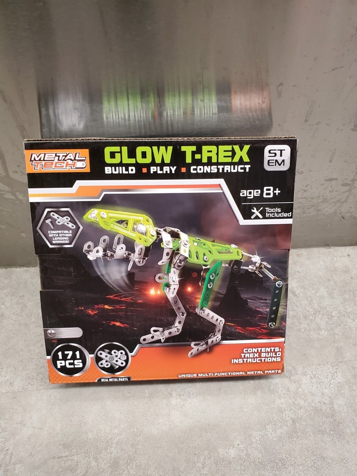 Metal Tech New Glow T-Rex Metal STEM Building Toy Kit New in Box 171 ...
