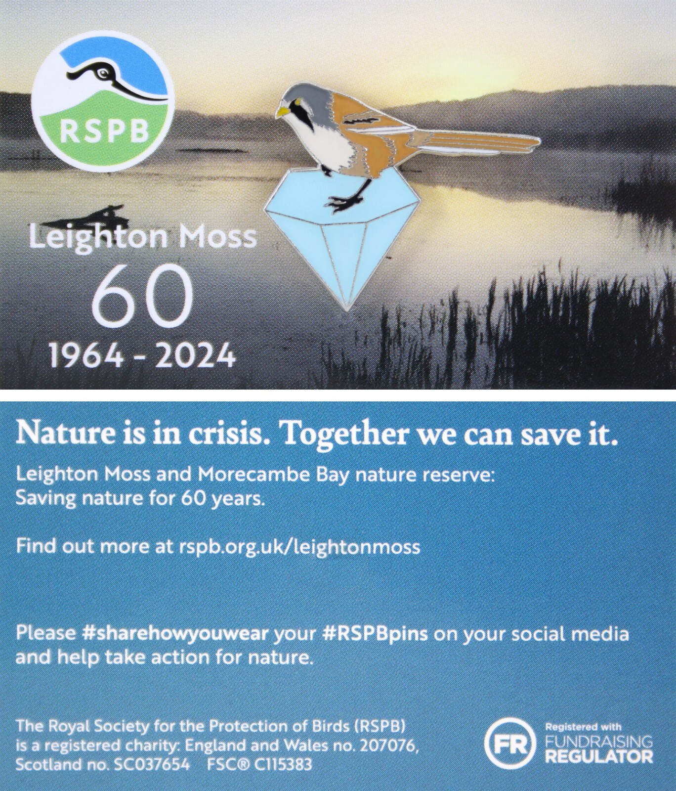 RSPB Pin Badge Leighton Moss 60th Anniversary Special P03133 | eBay UK