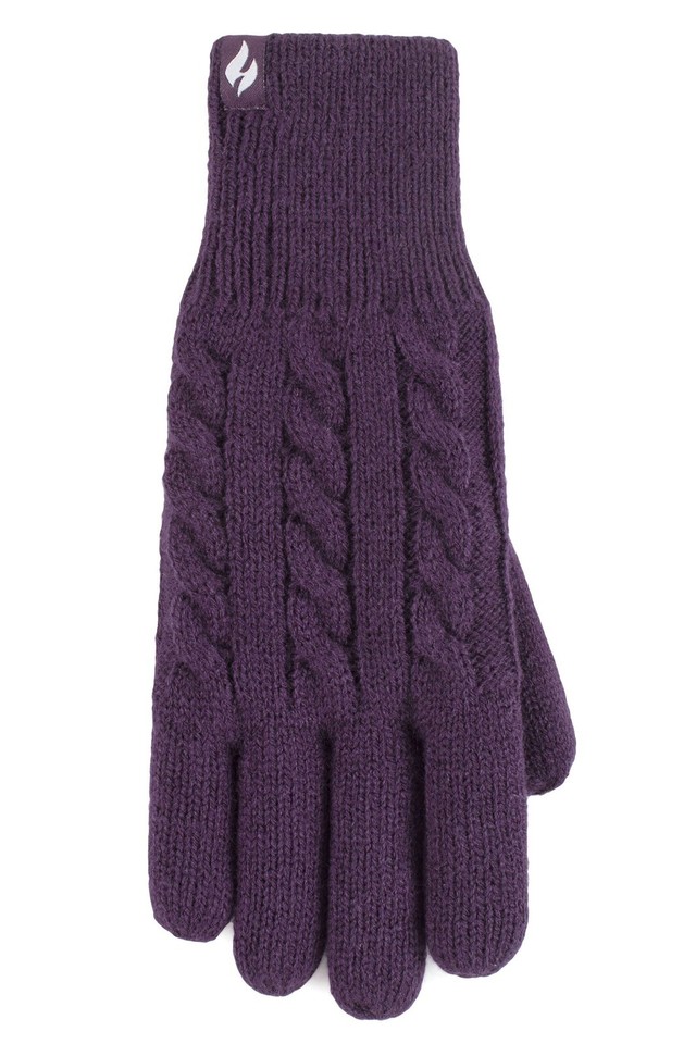 SOCKSHOP Heat Holders Womens Willow Cable Knit Warm Thermal Gloves - 1 ...