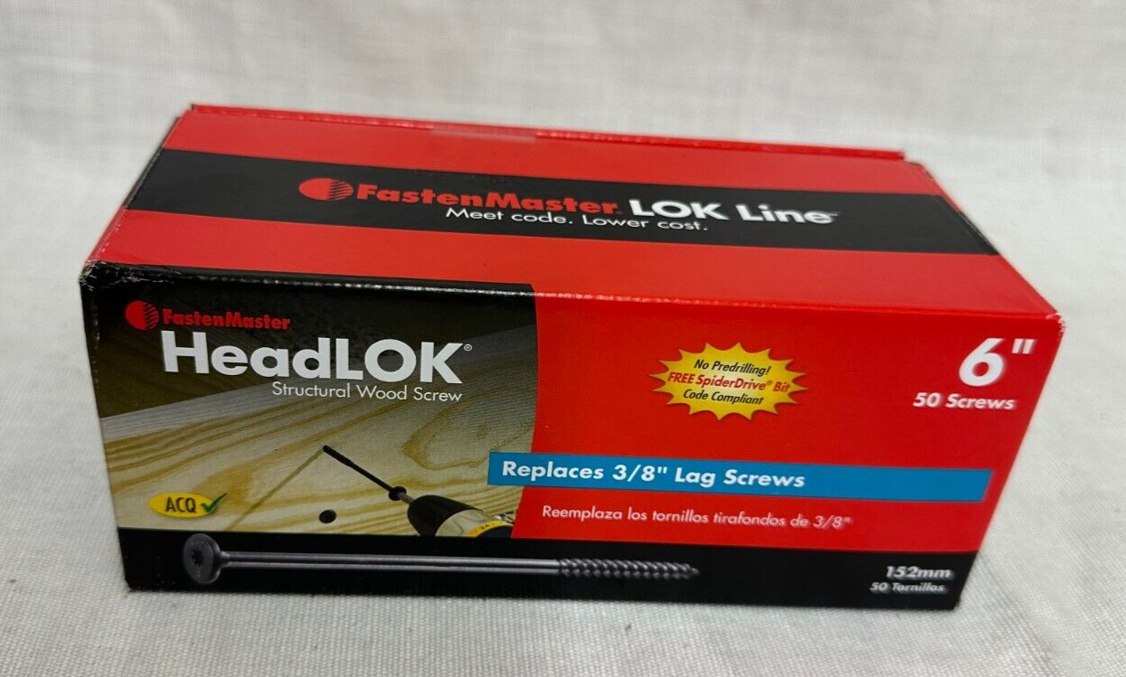 FastenMaster HeadLOK Heavy-duty Flathead Fastener 6 Inches 50 Pcs for ...