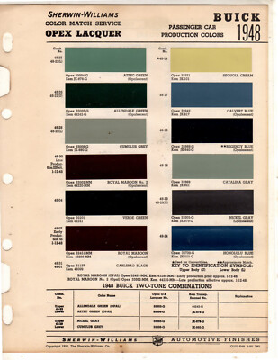 1948 Buick Super Special Roadmaster Estate Wagon Paint Chip Sherwin ...