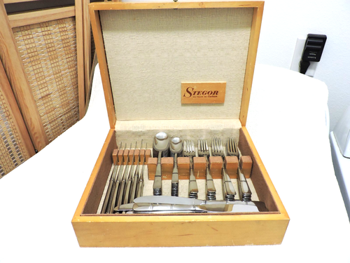 Gorham Stegor MOTIF Mid Century Modern Stainless Flatware w Box Set of ...