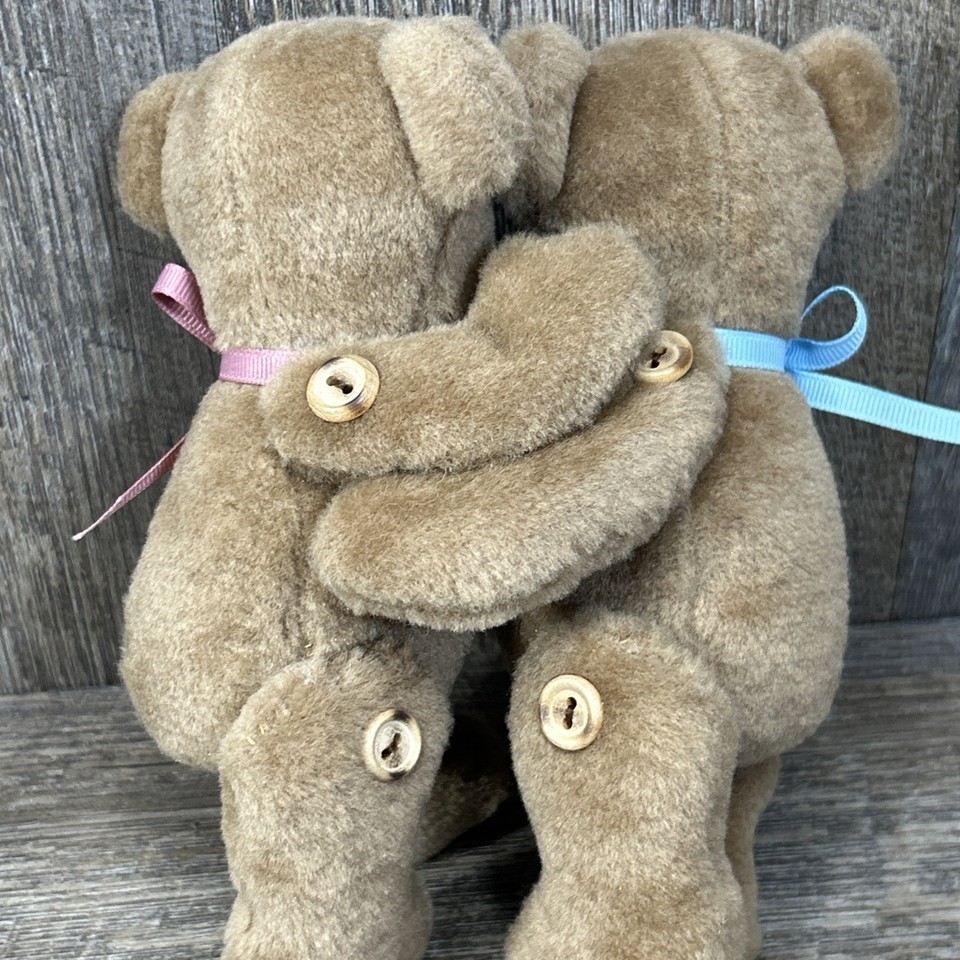 Pair Of Hand made Articulated Stuffed Bears Boy And Girl W/ Movable ...