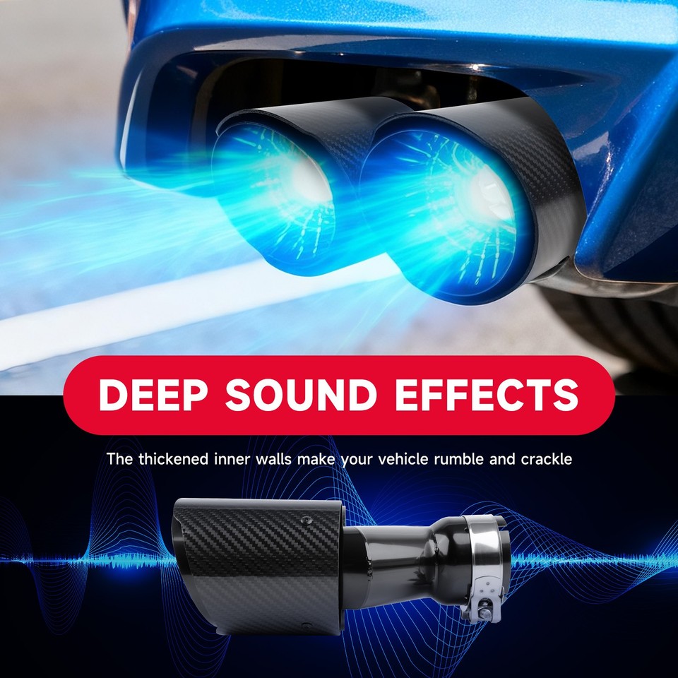 3" Inlet 4" Outlet Dual Exhaust Tip Carbon For Challenger SRT Scat Pack ...