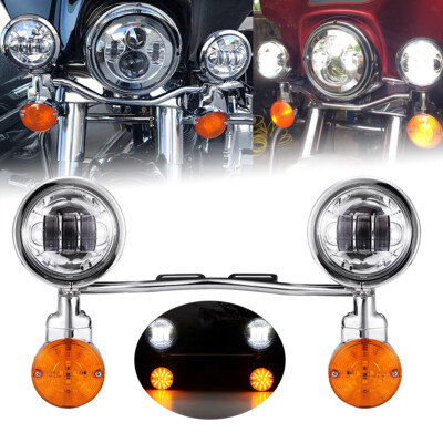 LED Spot Fog Passing Signals Light Bar For Yamaha Road Star Silverado ...