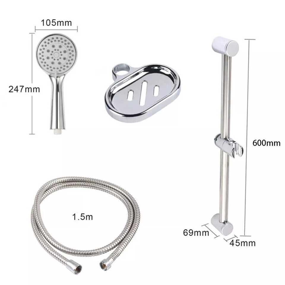Modern Slider Rail Shower Riser Kit Soap Bar Holder Hose Head ...