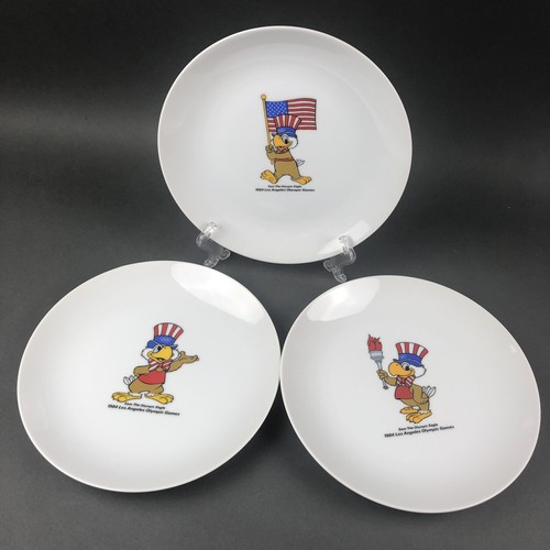 LA Olympic 1984 Games Sam The Eagle Plates Set of 3 All Different Vtg ...