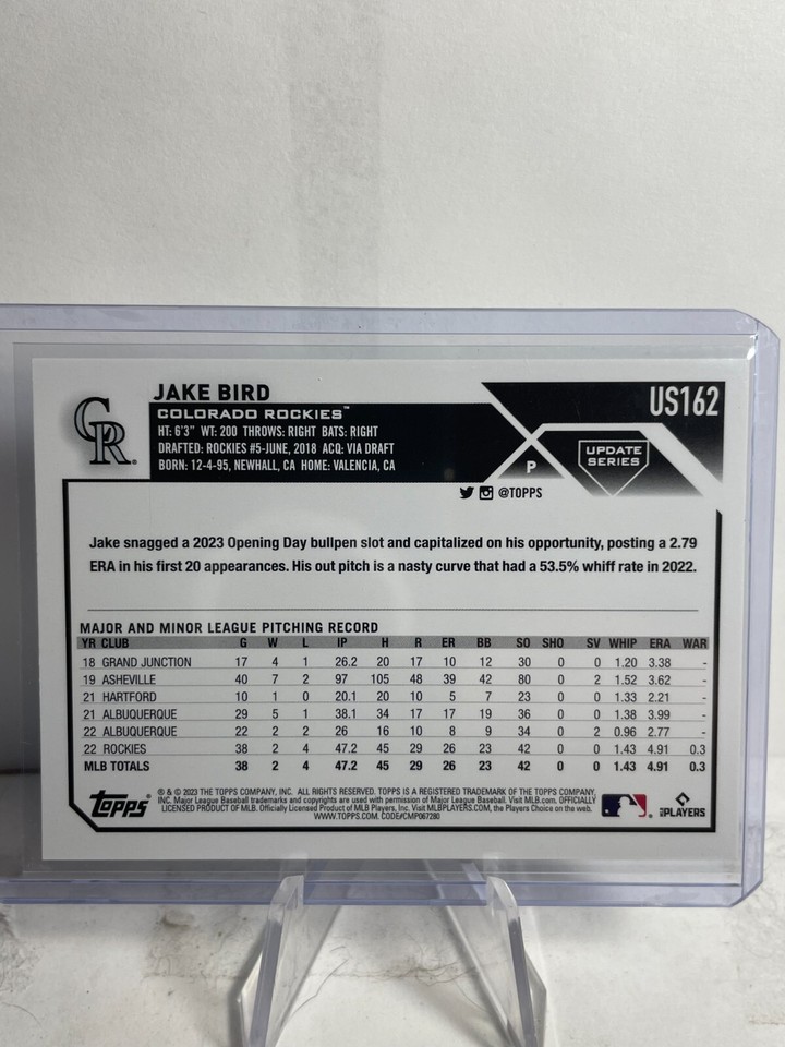 Jake Bird 2023 Topps Update Series Rookie Silver Foil Colorado Rockies ...