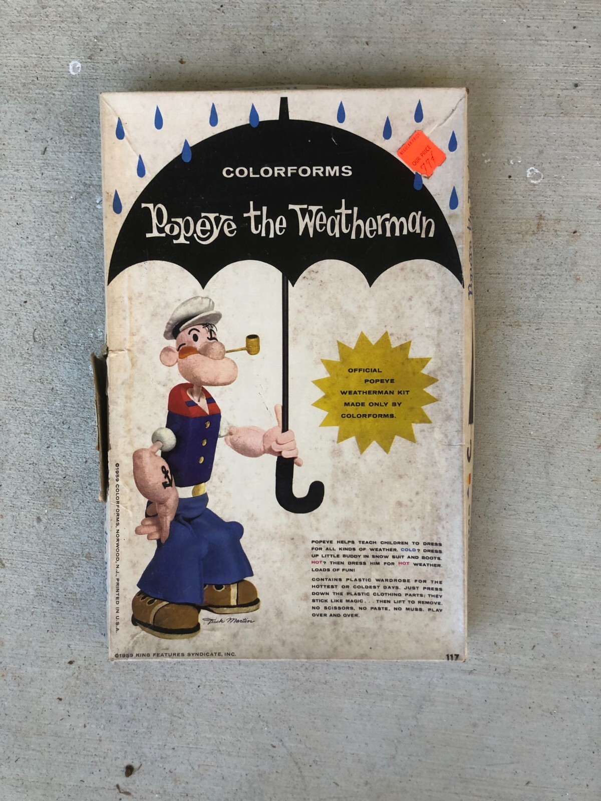 Vintage 1959 Popeye the Weatherman Cartoon Kit by Colorforms Pieces ...