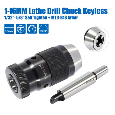Lathe Drill Chuck 1/32"- 5/8" Drill Press Chuck Keyless+MT3-B18 Arbor ...