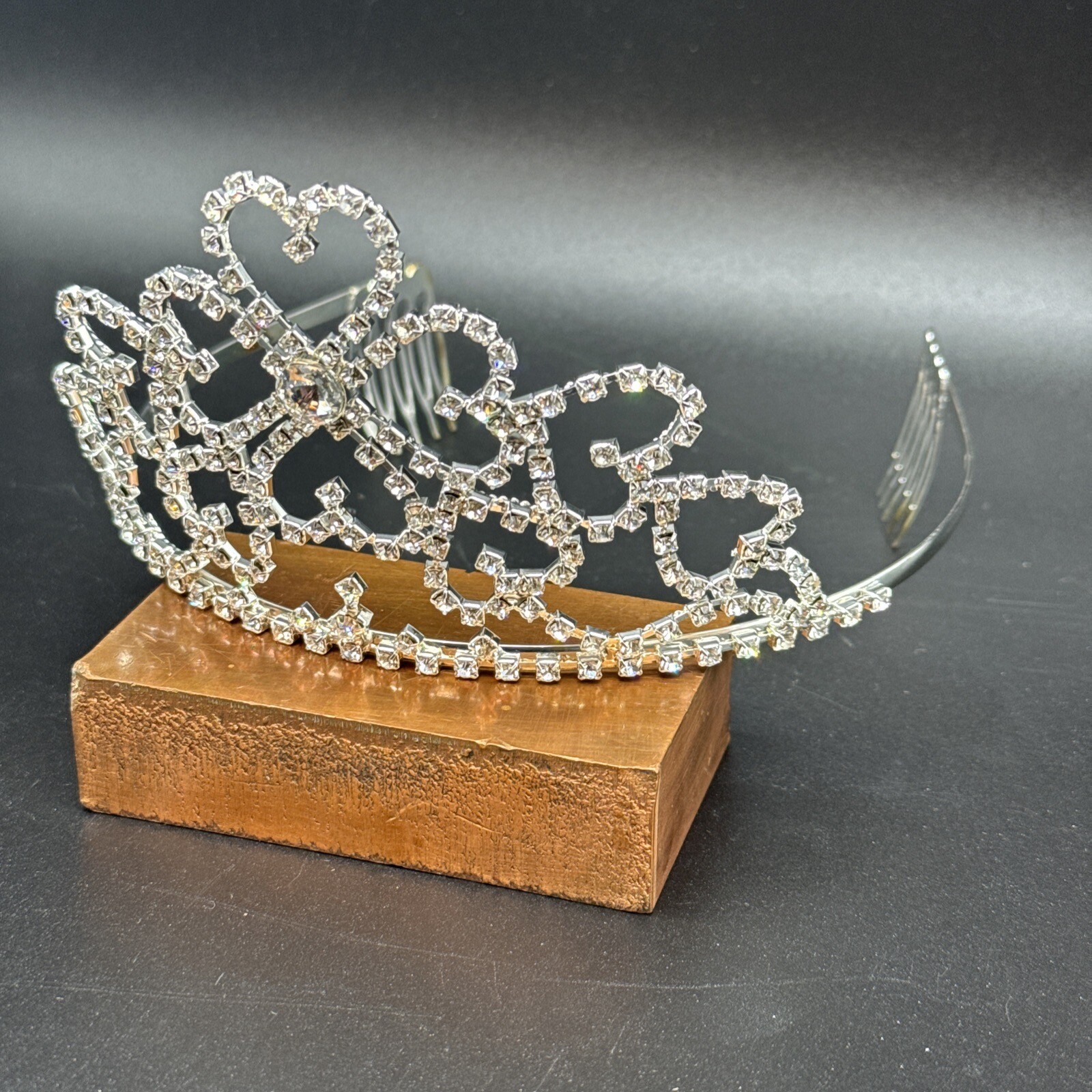 Vintage Heavy Jeweled Heart Crown - Rhinestone Wedding Costume Tiaras ...