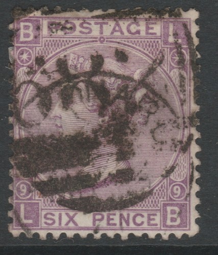GB Qv sg109 J77 1869 6d Mauve Wmk Spray Plate 9 pl9 LB Used | eBay