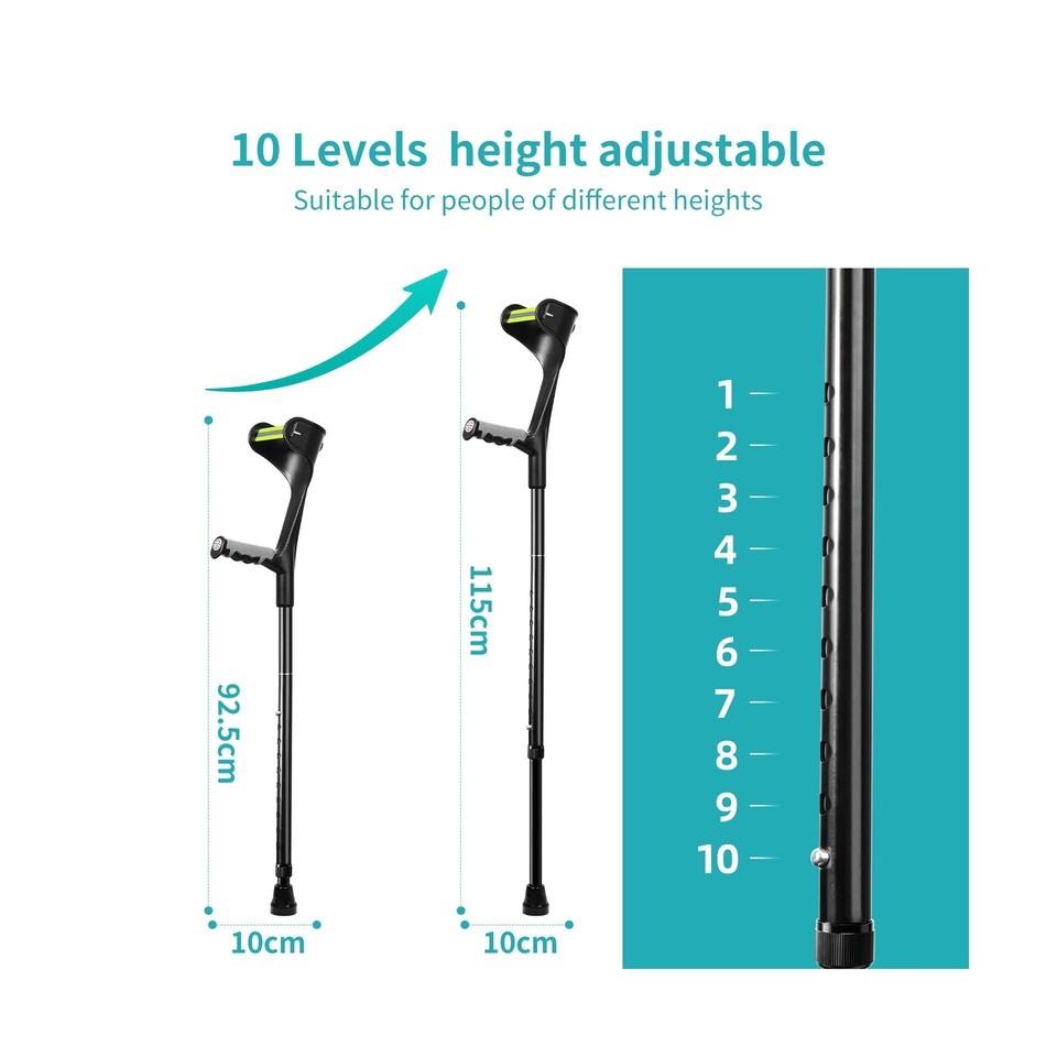 Forearm Crutches for Adults(1 Pair),Adjustable Arm Crutch with Elbow ...