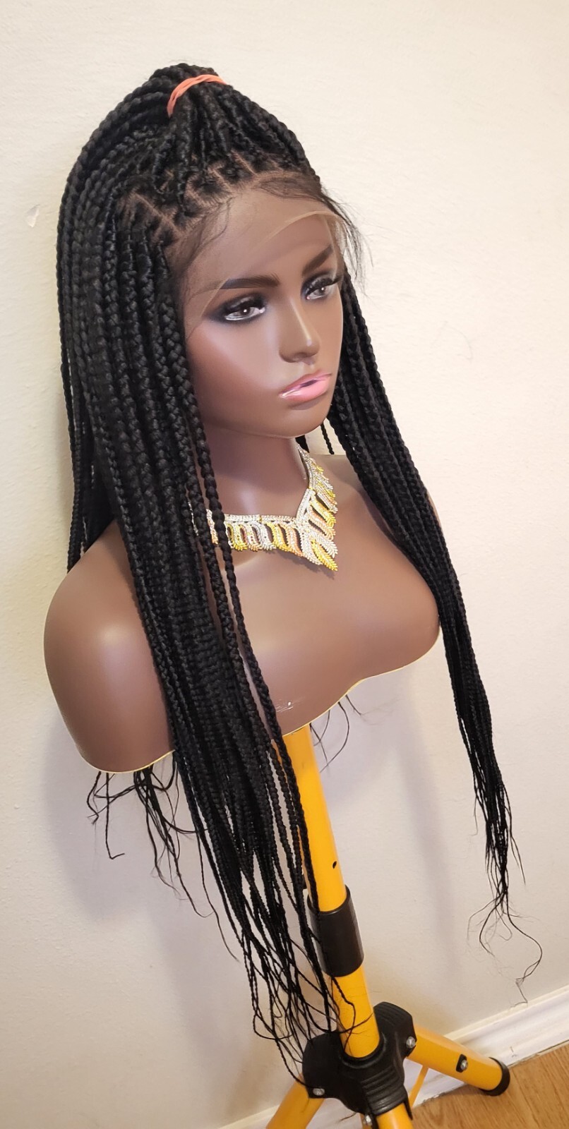 Natural Looking Hand Braided Knotless Box Braid Wig Frontal Braid Wig Yessi Hair | eBay