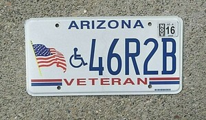 REAL ARIZONA LICENSE PLATE AUTO NUMBER CAR TAG DISABLED VETERAN ...