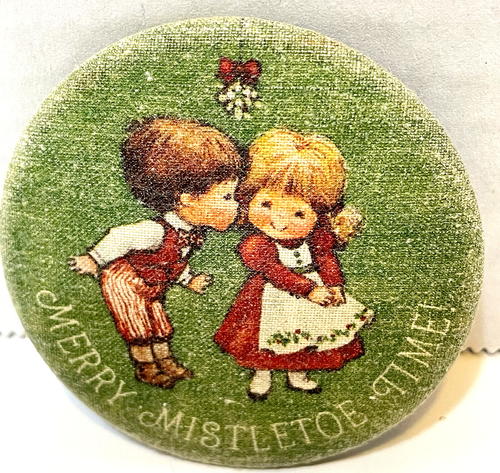 Vintage Hallmark Metal Pinback Merry Mistletoe Time Christmas Pin ...