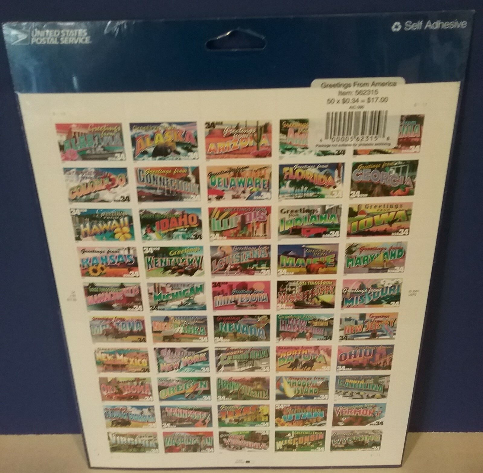 Sheet Of 50 Stamps "Greetings From America" Commemorative Packaging NEW ...