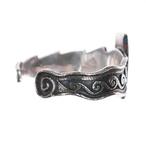 6.25" Gerald (Honwytewa) Lomaventema Hopi Overlay cuff bracelet ...