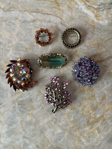 Vintage Rhinestone Pins Brooches Set Of 6 | eBay