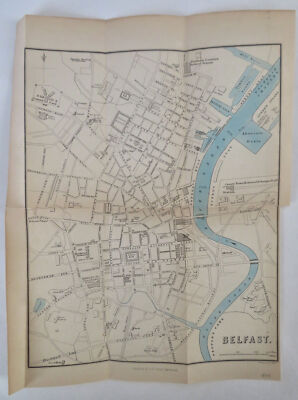 Belfast Ireland 1874 detailed City Plan River Lagan uncommon map | eBay