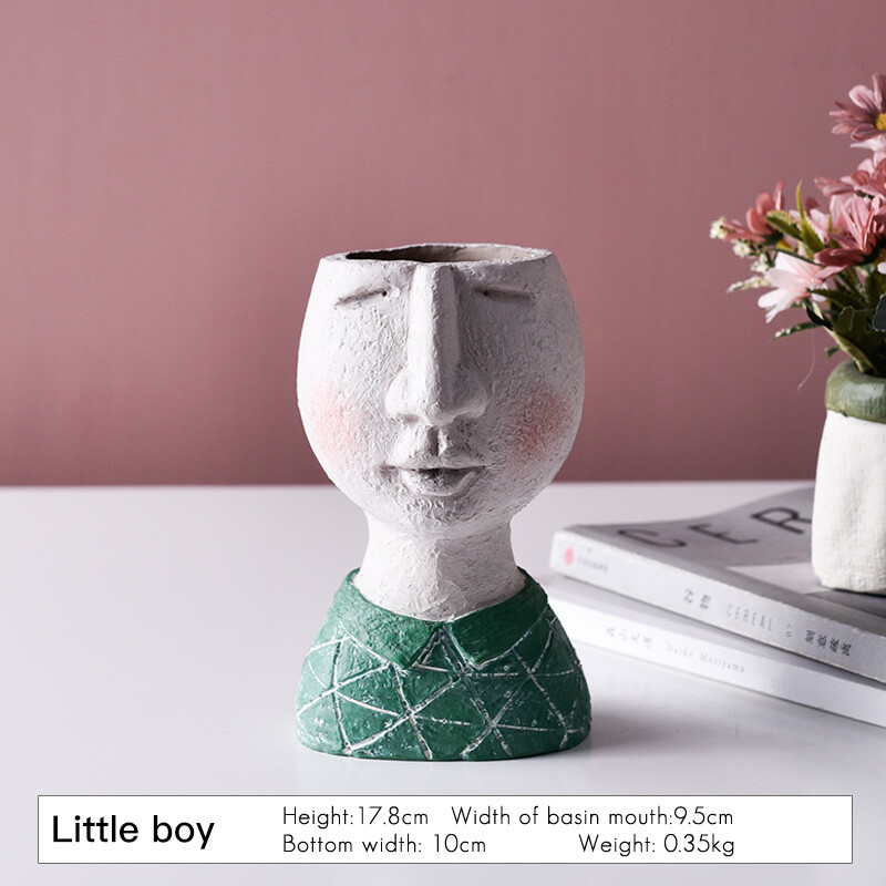 Resin Flower Pot Portrait Sculpture Planter Succulent Vase Face ...