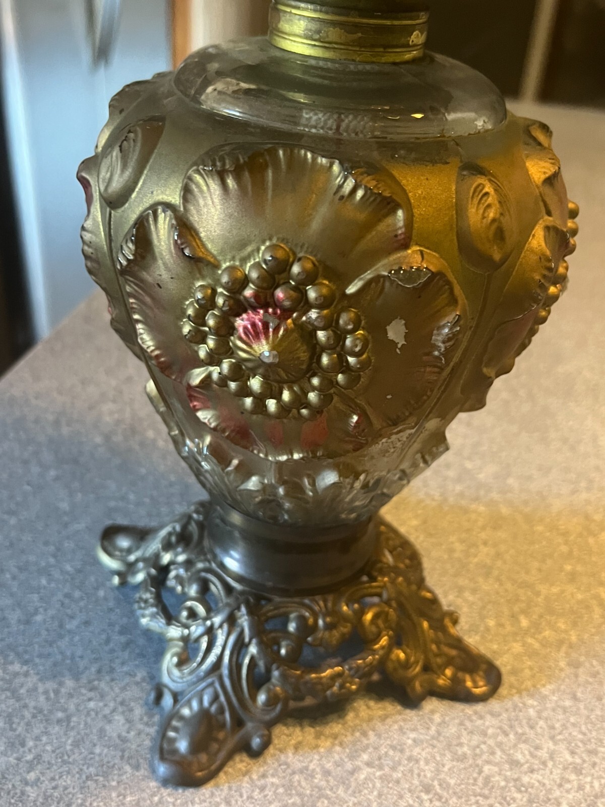 RARE Gorgeous Poppies GOOFUS Glass Kerosene GONE WITH THE WIND LAMP P&A ...