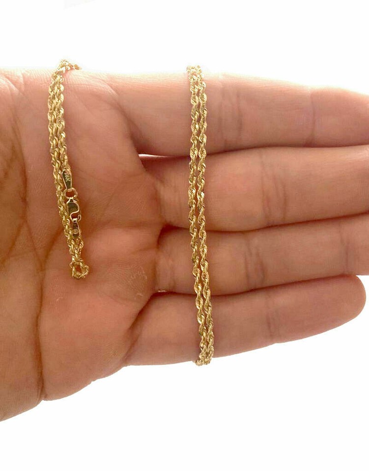 14k Yellow Gold 1.5mm-2mm Italy Rope Chain Twist Link Necklace 16"-30 ...