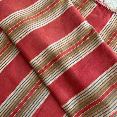 Antique French Fabric Ticking Striped Material cotton 1910 ticking red ...