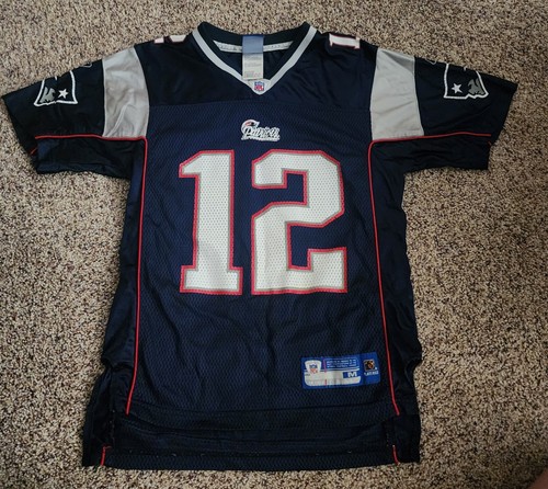 NFL Patriots 12 Brady Reebok Youth Medium Jersey 10 - 12 Navy Blue | eBay