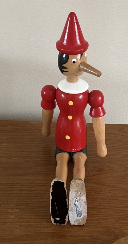 Large Vintage Pinocchio Wooden Figure With Movable Arms And Legs H14 ...