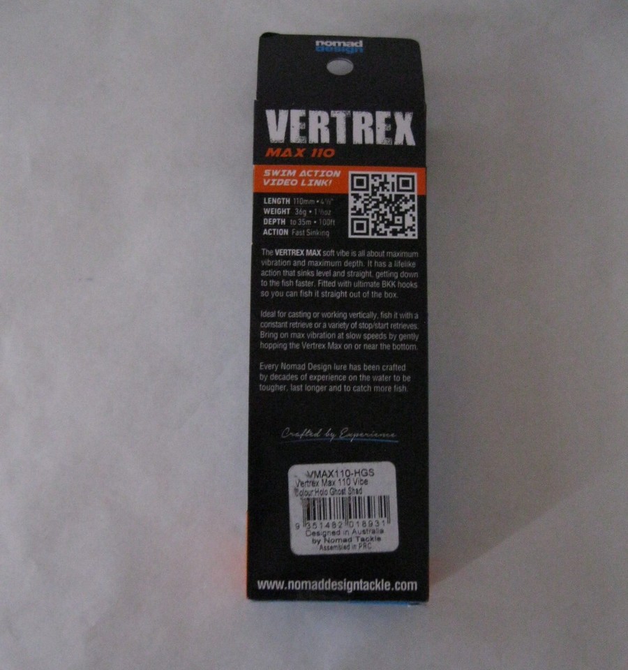 New Nomad Design Vertrex Max 110 Vibe Holo Ghost Length 4-1/3, 36g Lure | eBay