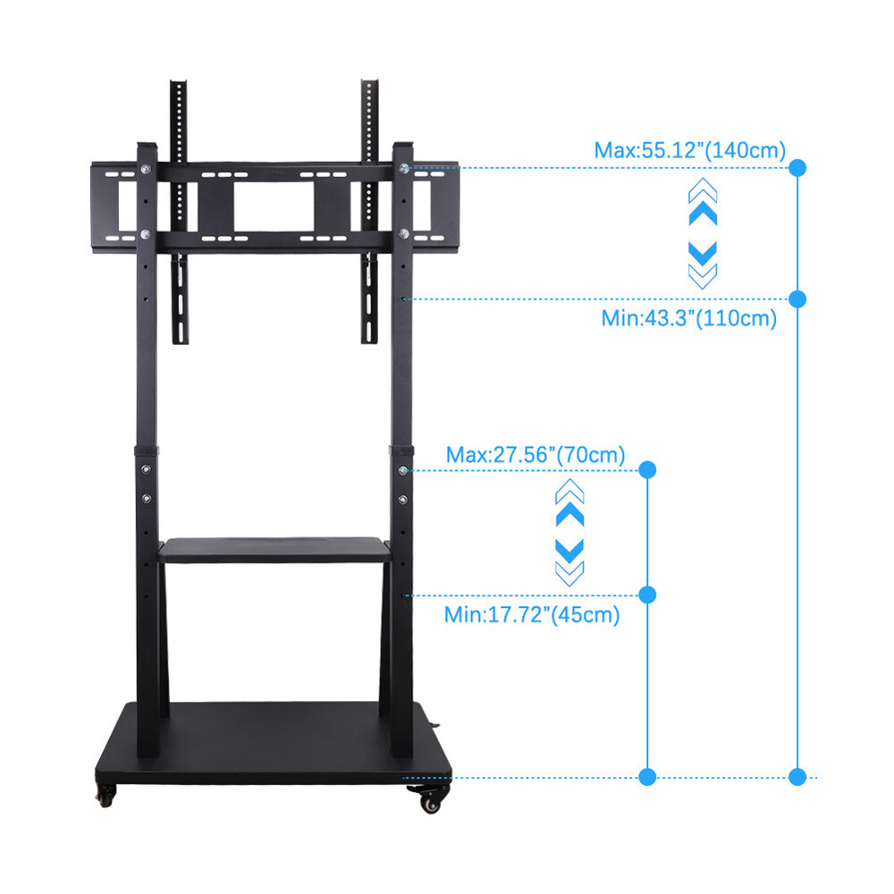 Solid Mobile TV Trolley Rolling TV Floor Stand Mount Up 100" Screens ...