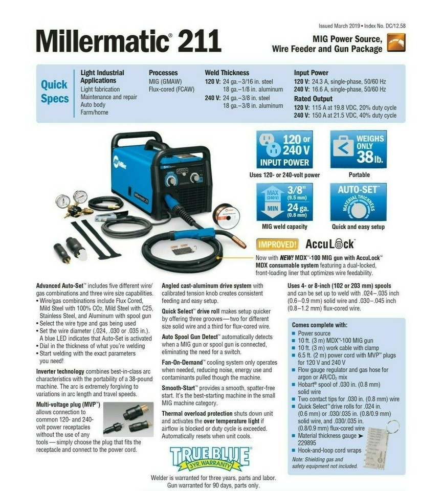 Miller Millermatic 211 MIG Welder with Advanced Auto-Set 907614 | eBay