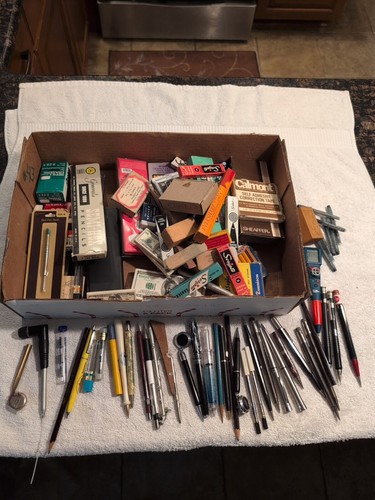 Junk Drawer Lot Vintage Office Items, Pens, Pencils, Erasers, Leads ...
