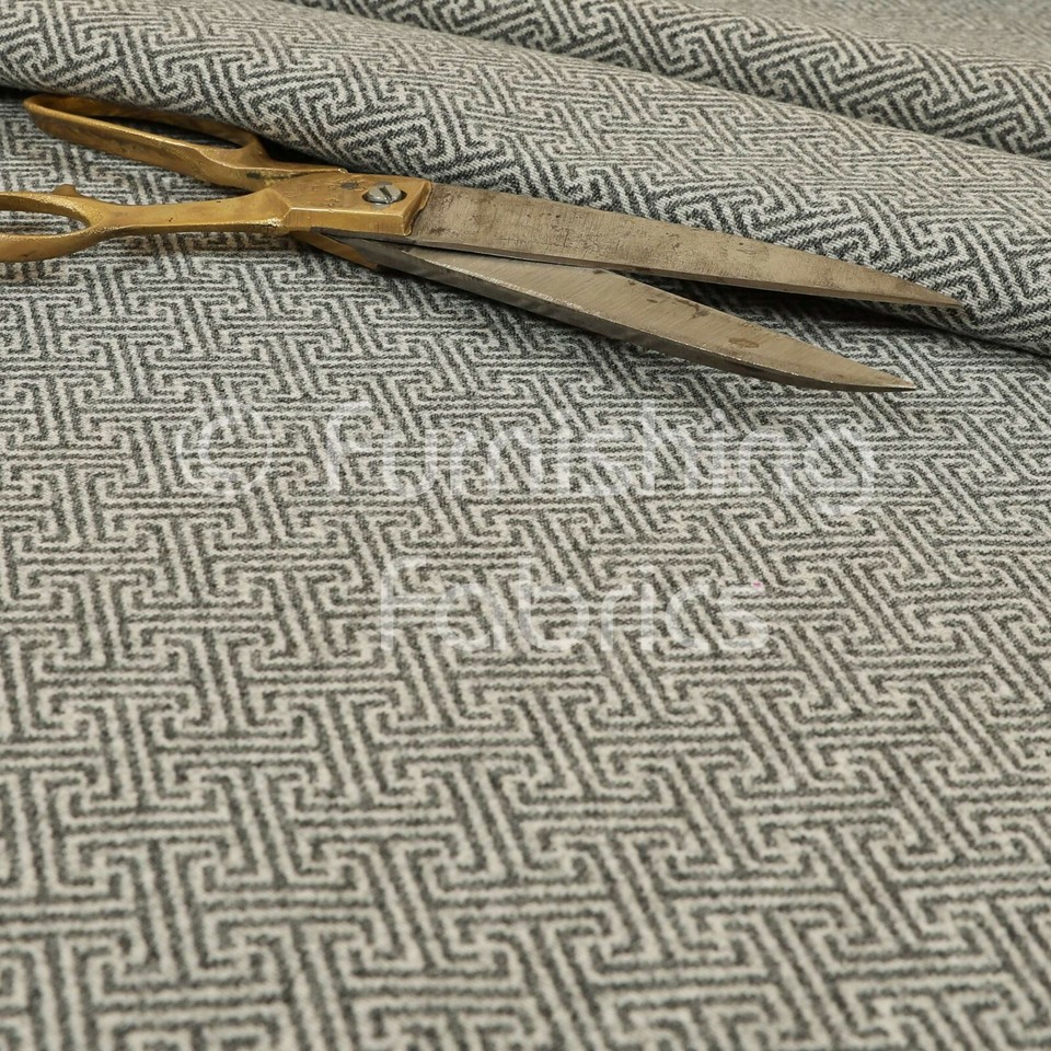 Soft Modern Geometric Pattern Wool Textured Grey Upholstery Furnishing ...
