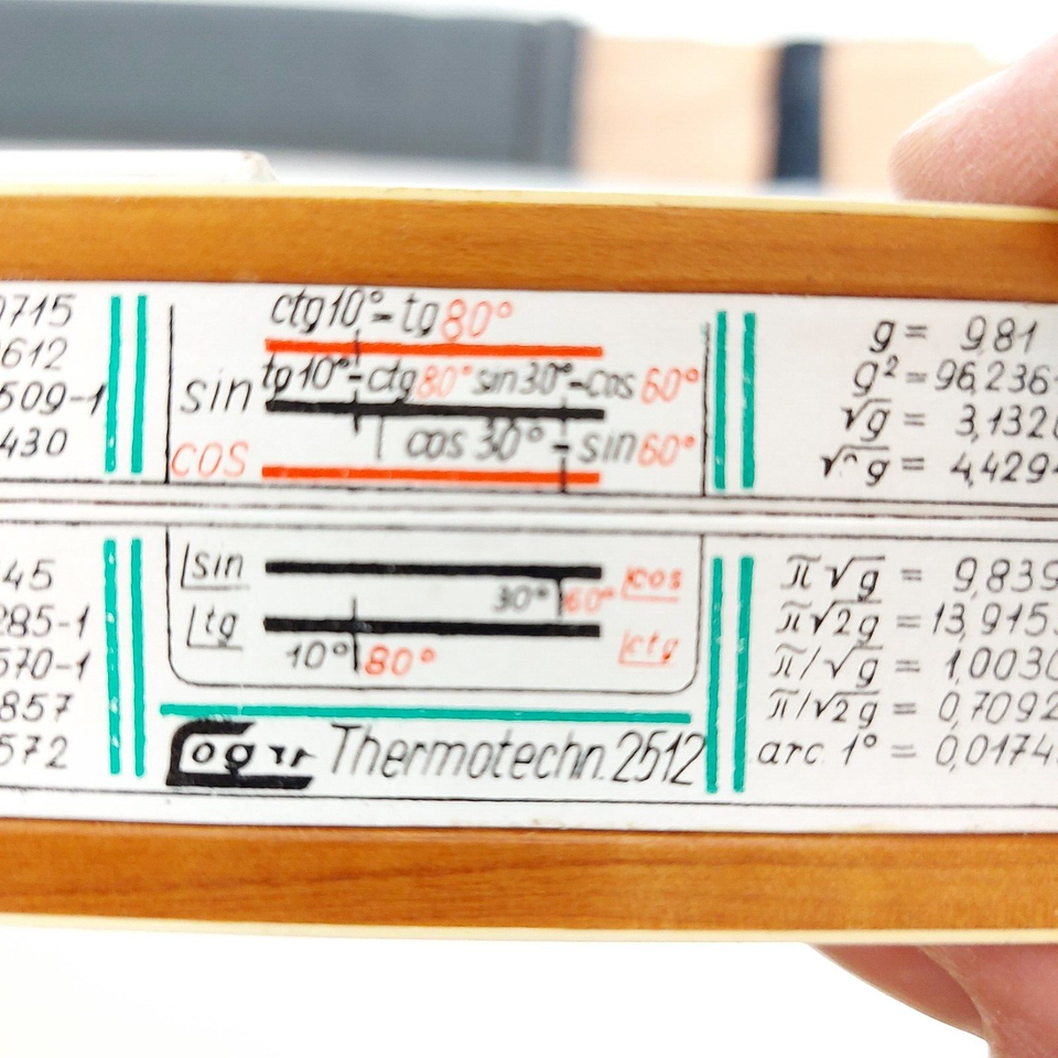 Vintage Wooden Slide Rule LOGAR Thermotechn. 2512 Made in Hungary 1960s ...