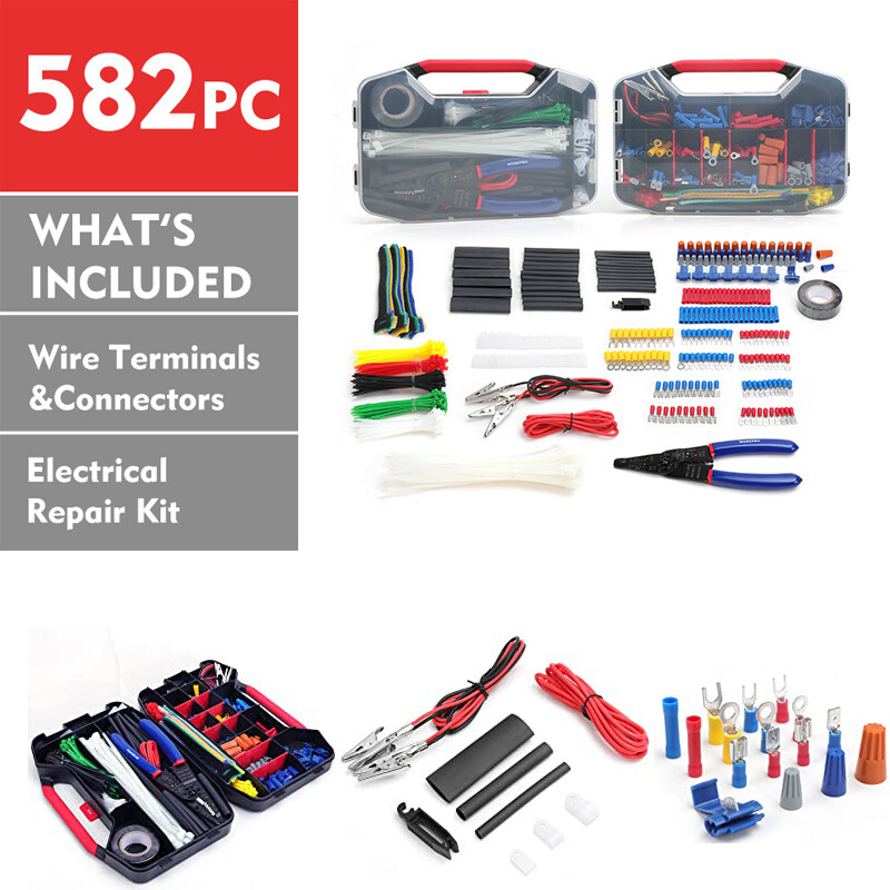 WORKPRO 582pieces Crimp Terminals Wire Cutter Stripper Wire Connector ...
