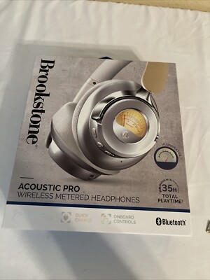 ***Brookstone Acoustic Pro Wireless Metered Headphones 35 Hours ...
