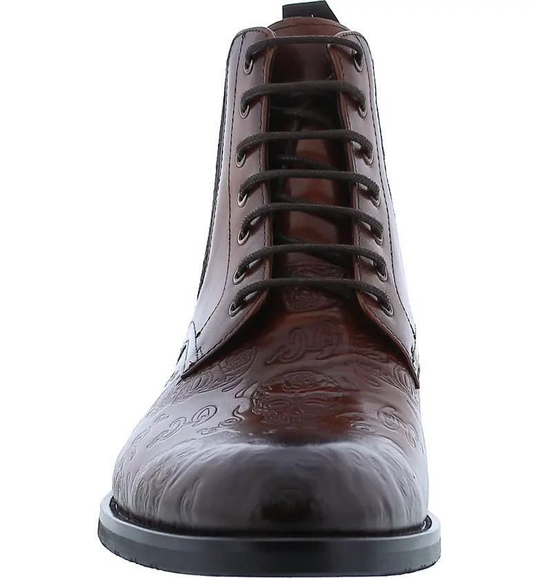 $368 - Robert Graham Hyperspace Skull Embossed Brown Lace-Up Leather ...