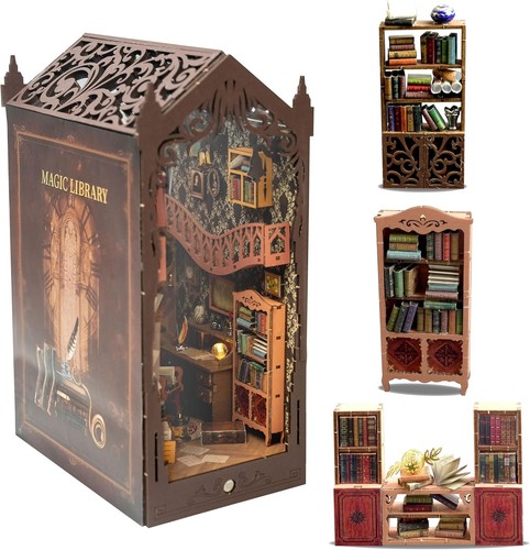 New Sealed Magic Library Book Nook Kit DIY Miniature House Building 3D ...