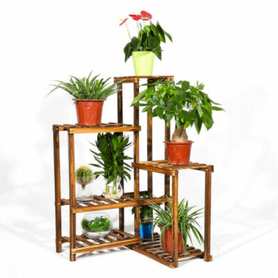 Vintage Wood Corner Plant Stand Rack Pots Display for Indoor Outdoor ...