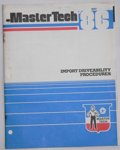 book, Chrysler Master Technician: 1986 Import Driveability Procedures ...