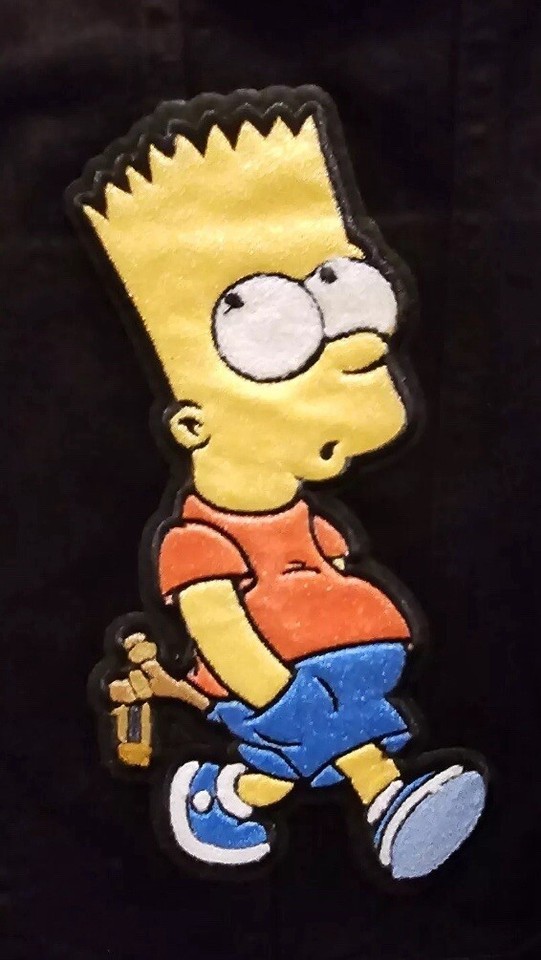The Simpsons Bart Problem Child Jeans Black Denim Jacket Men's MEDIUM ...