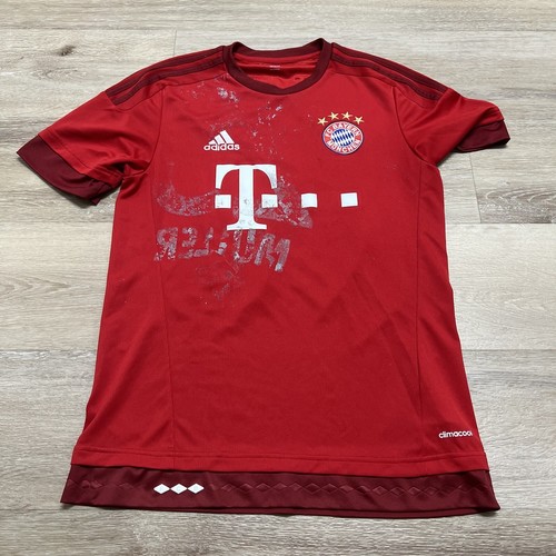 2015 2016 FC Bayern Munich Muller Adidas Jersey Shirt Kit Red Home Size ...
