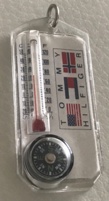 Vtg. Plastic Pocket Mini Thermometer Compass Advertising Keychain Tommy ...